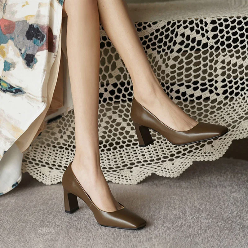 Women's Square Toe Shoes | Square Heels Shoes Women | Pumps Shoes High ...