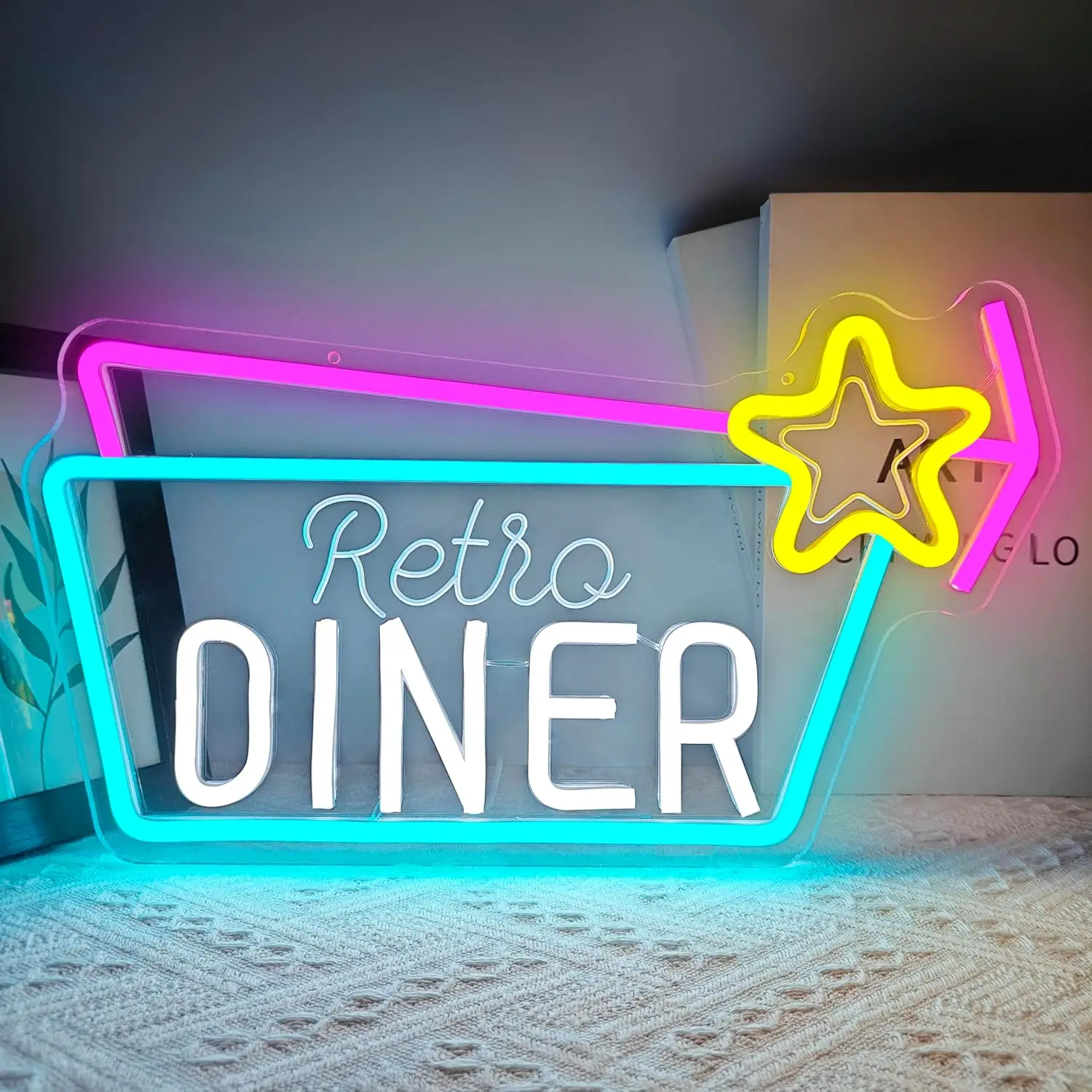 Retro Diner Neon Sign Dimmable 50s Diner LED Neon Lights for Bedroom ...