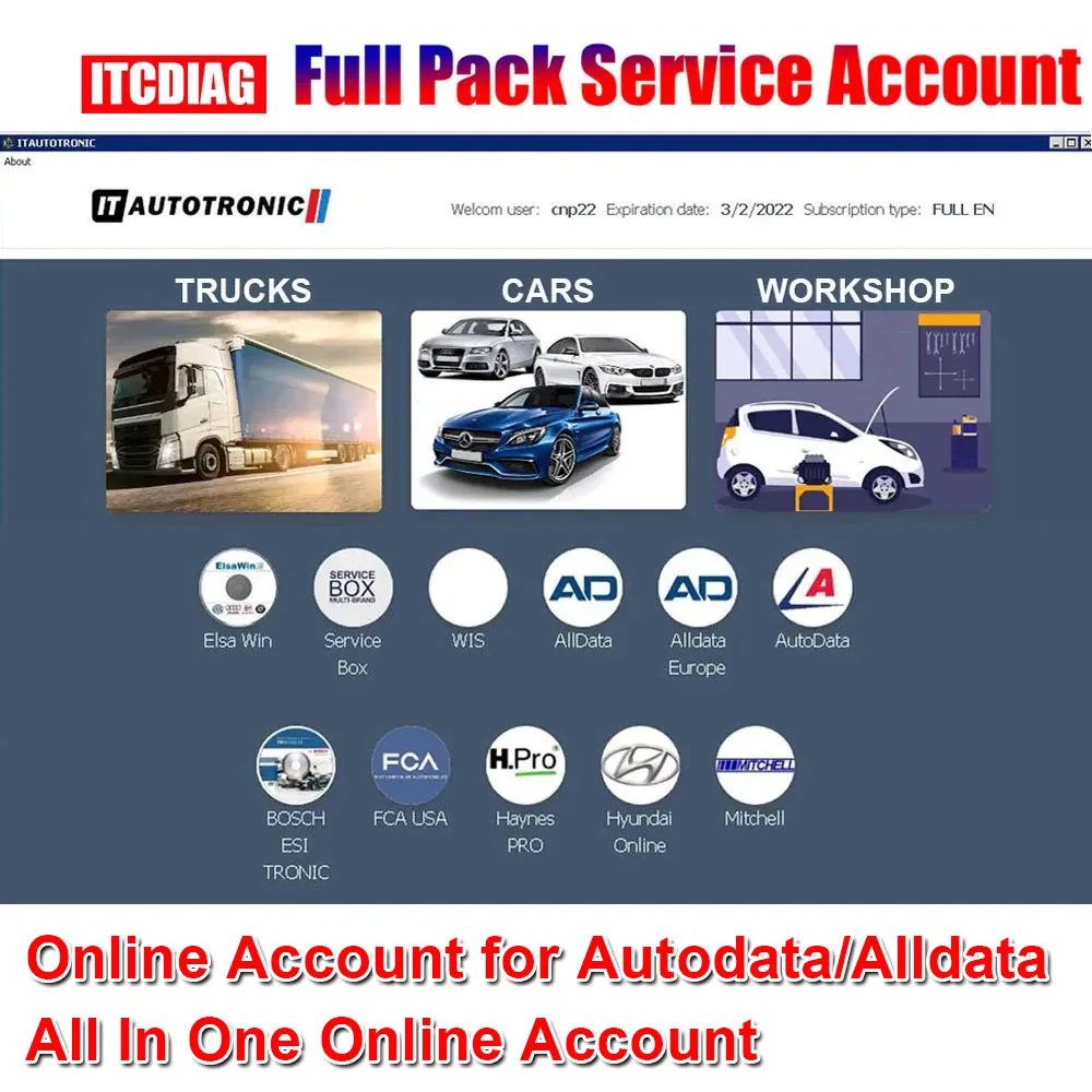 2022 Online Account For Autodata Auto Data Alldata All Data Haynes Pro ...