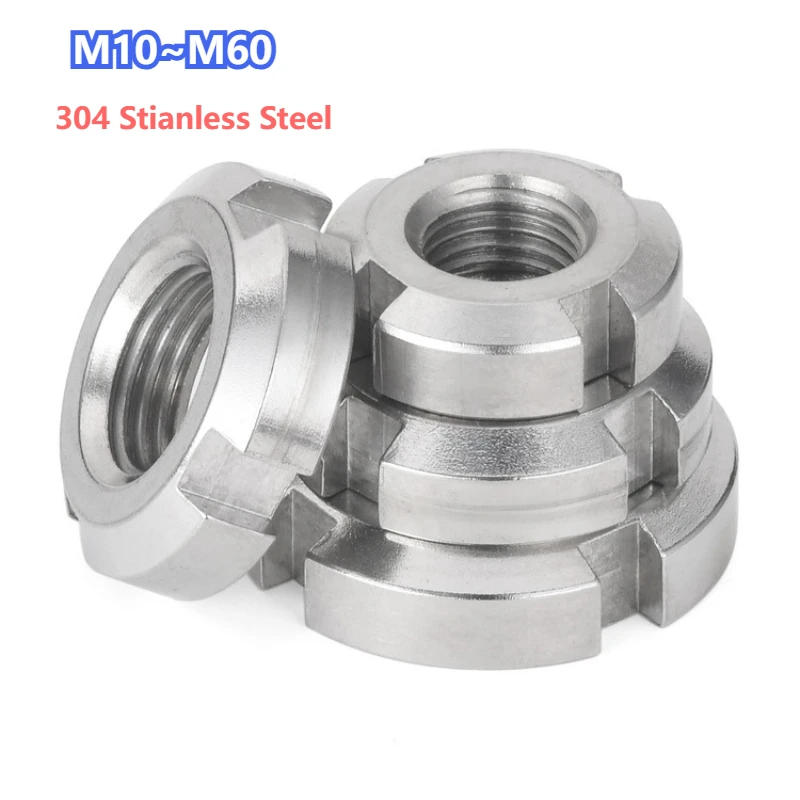 304 Stianless Steel Slotted Round Nut Four Slot Nuts Round Precision ...