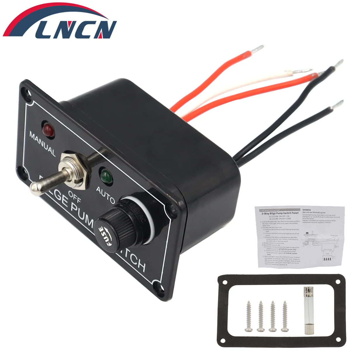 3 Way DC 12V Fused Marine Bilge Pump Switch Panel with LED Indicator ...