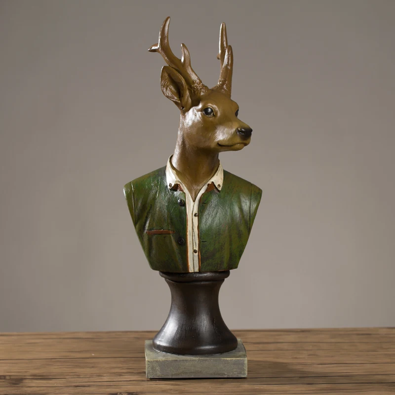 Creative-Retro-Gentleman-Deer-Chest-Statue-Resin-Home-Decoration-Living ...