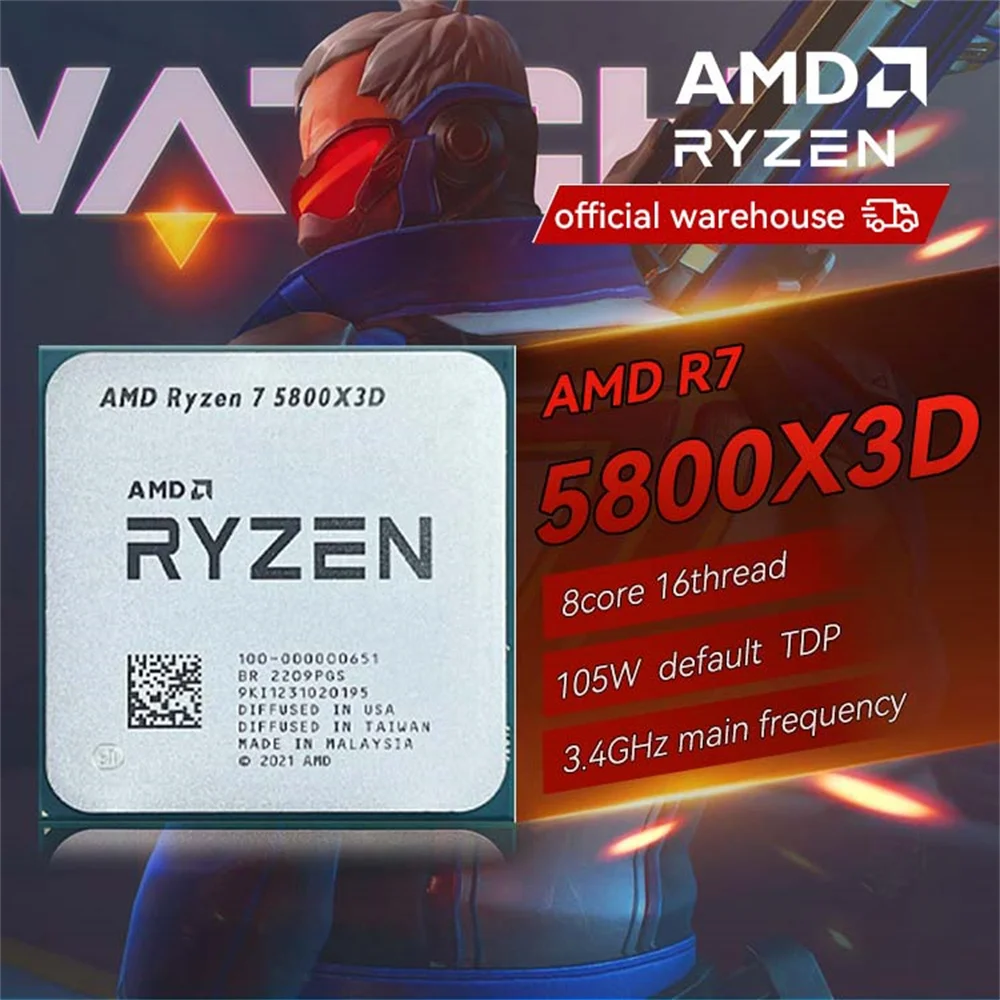 AMD-Ryzen-7-5800X3D-Novo-CPU-R7-5800X3D-8-Core-16-Thread-CPU-Processor ...