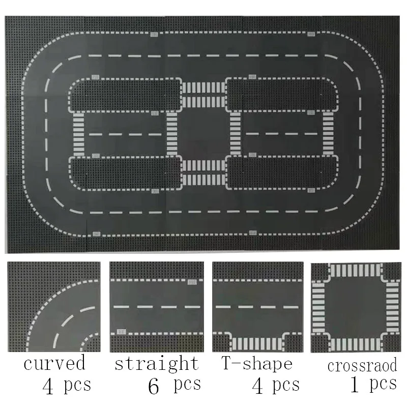 City-Road-Street-Baseplate-Straight-Crossroad-Curve-T-Junction-Building ...