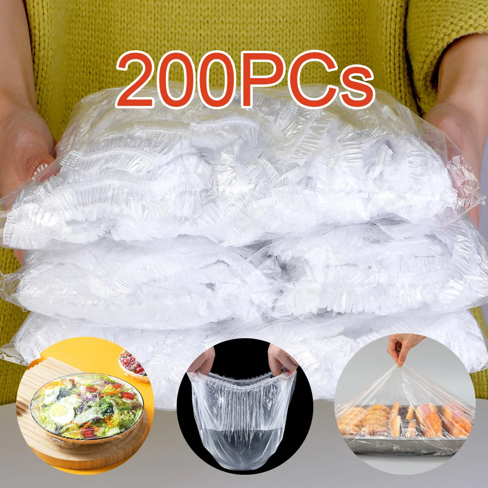 100PCs-Disposable-Food-Cover-Bags-Elastic-Plastic-Wrap-Covers-Food ...