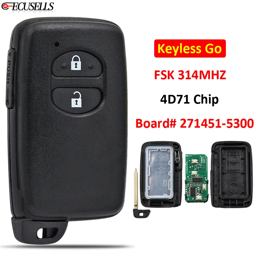 2-Button-Remote-Smart-Car-Key-FSK-314MHZ-4D71-Chip-Board-ID-271451-5300 ...
