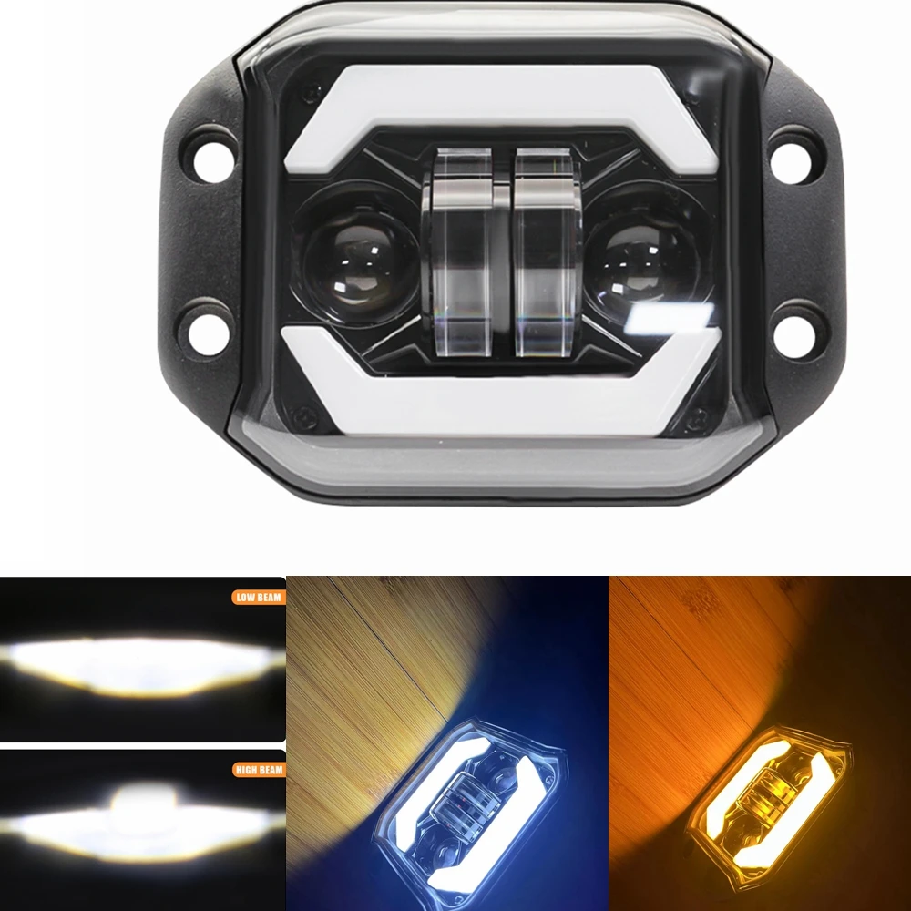 1PC-2PCS-3Inch-4-5-12V-LED-Work-Lights-Waterproof-Square-Angel-Eyes ...