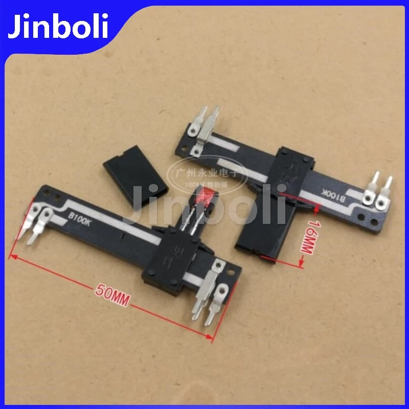 2PCS-SC308N-50MM-Straight-Slide-Potentiometer-Resistor-B100K-With-Red ...