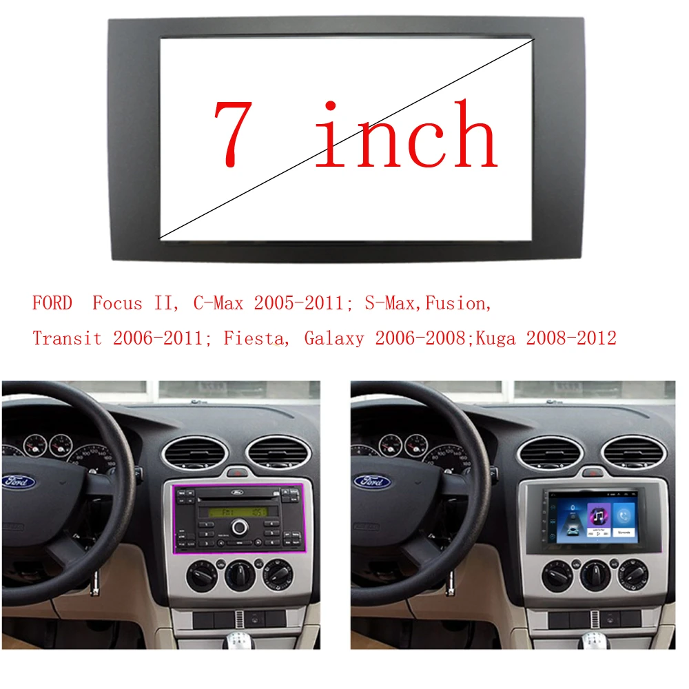For Ford Focus 2 Din frame to Car Radio for C Max S Max Fusion Transit ...