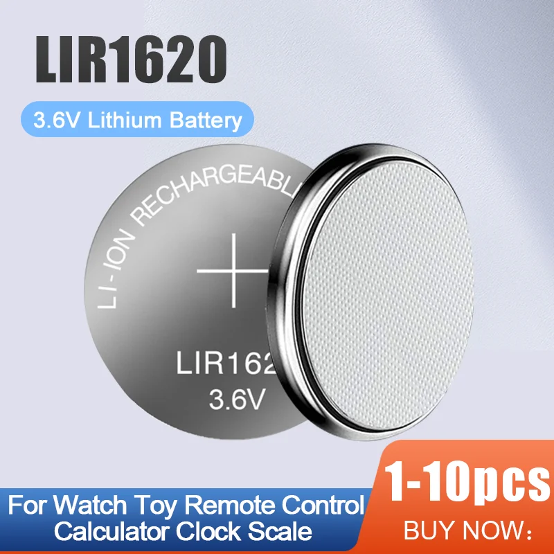 1-10PCS LIR1620 LIR 1620 3.6V Rechargeable Lithium Battery For Watch ...