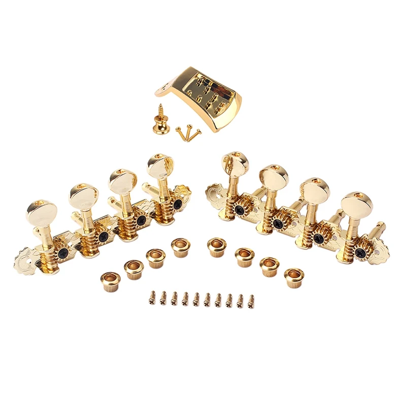 Durable Golden 8 Strings Mandolin Tuning Keys Tuners with Tailpiece Set ...