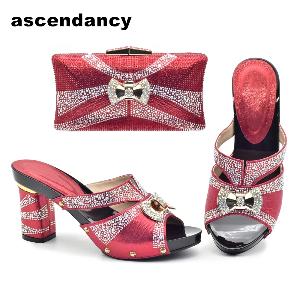 Latest-Red-Color-Italian-Ladies-Shoes-and-Bag-Sets-Decorated-with ...