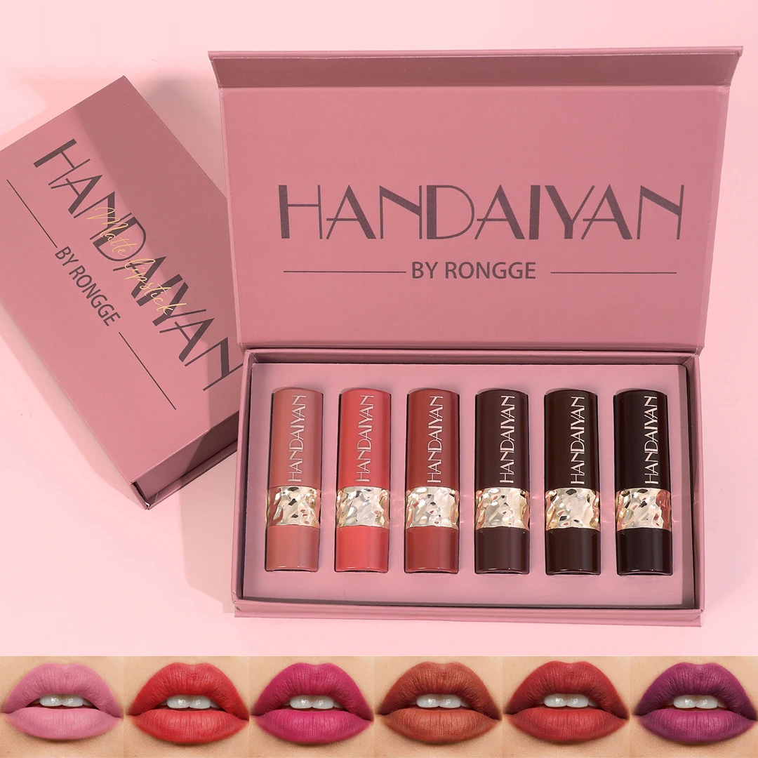 HANDAIYAN-Juego-de-pintalabios-mate-pintalabios-de-terciopelo-brillo-de-labios-resistente-al ...