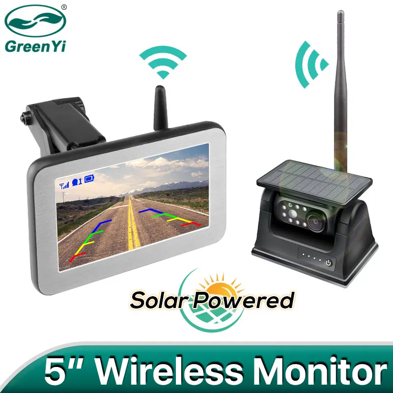 Solar-Powered-Magnet-Rear-View-Camera-5-inch-Parking-Monitor-Wireless ...