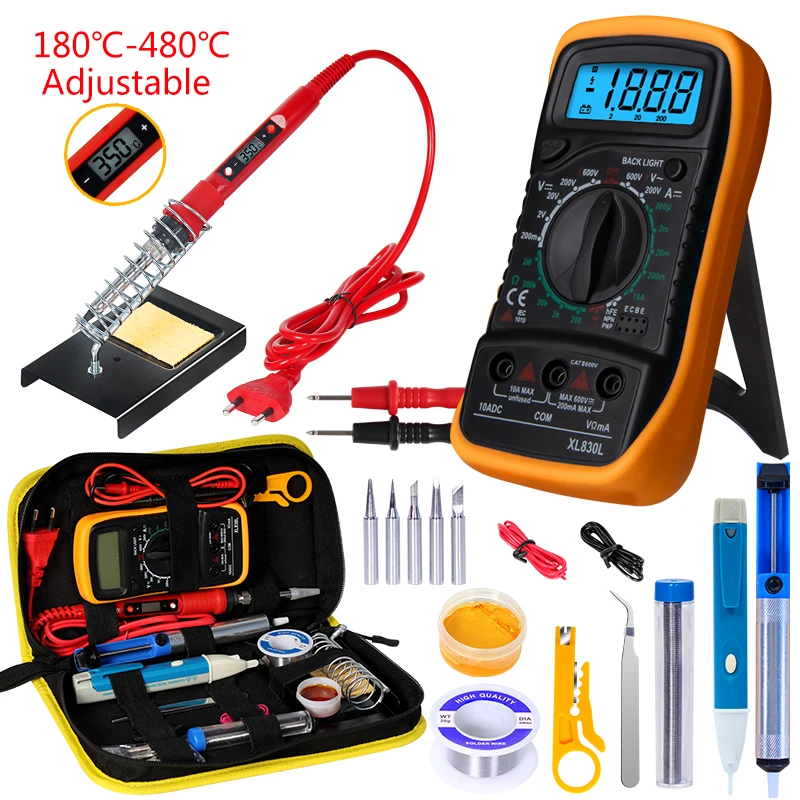 Soldering Iron With Digital Multimeter Kit Adjustable Temperature Auto ...