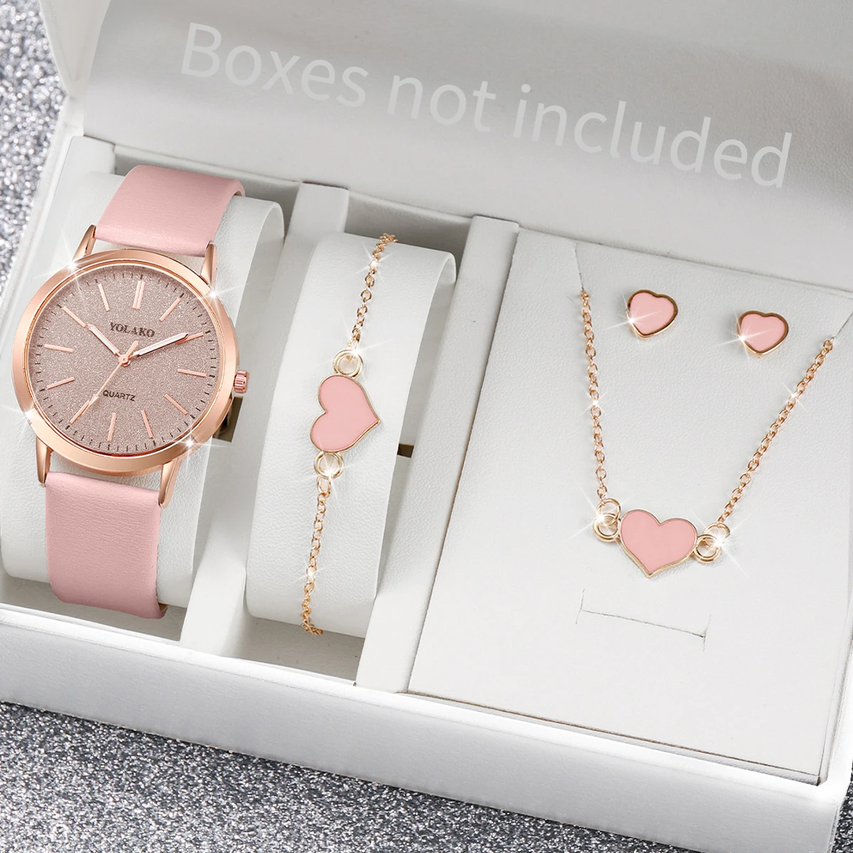 5PCS-Set-Women-s-Watch-Casual-Leather-Band-Analog-Quartz-Watches-Heart ...