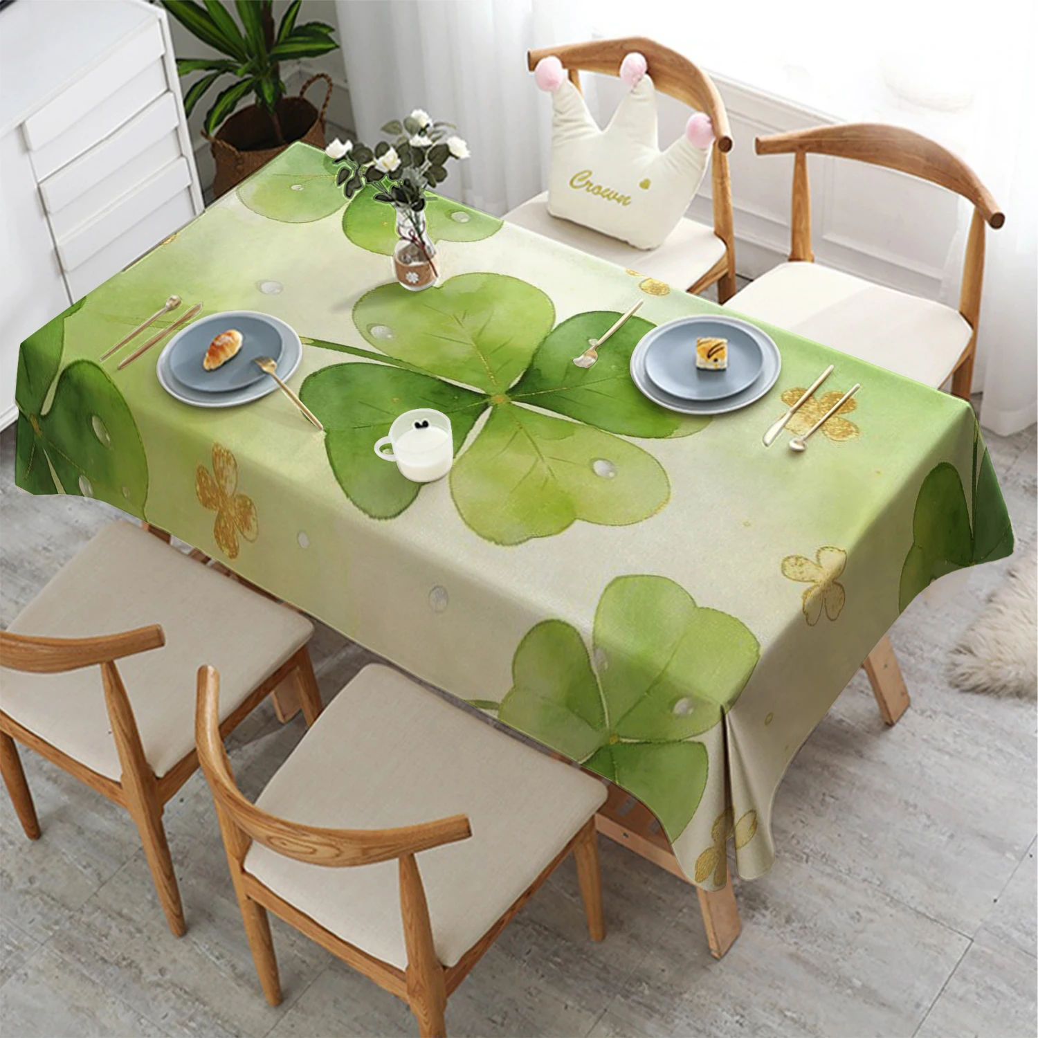 2D Watercolor Clover Tablecloth Restaurant Kitchen Tablecloth Living ...