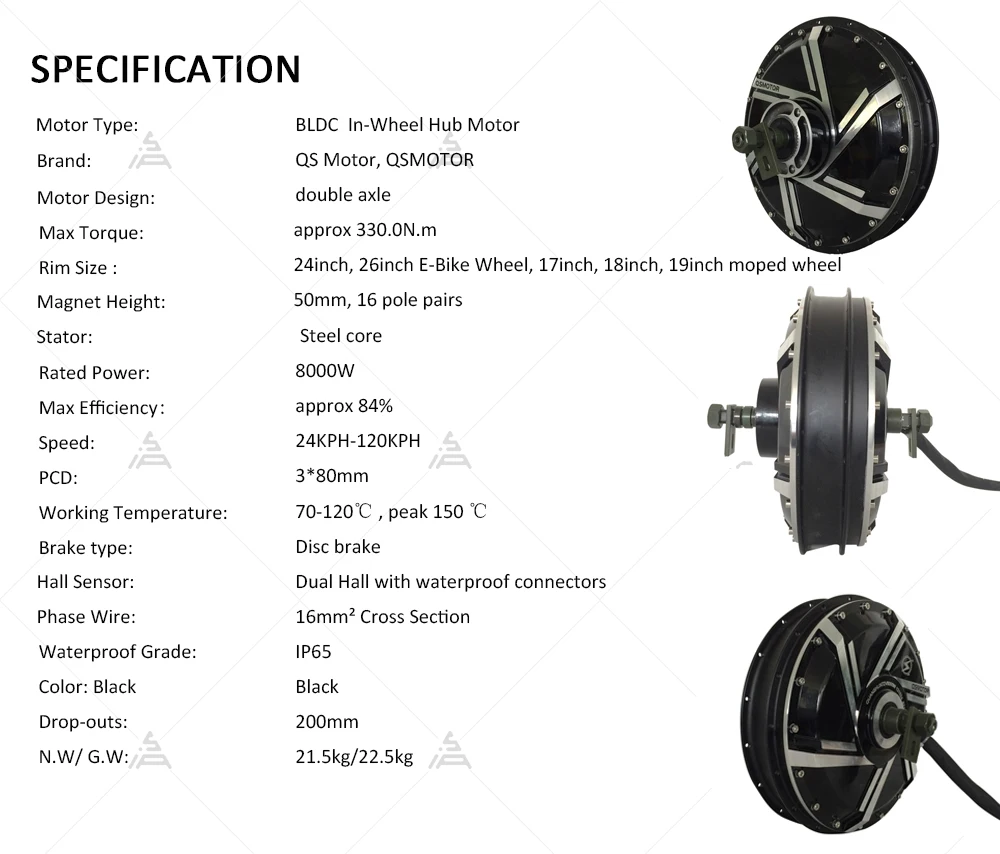 QS273 Hub Motor 8000W Moped Electric Motorcycle Hub Motor