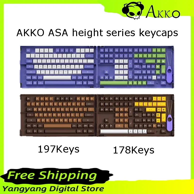 AKKO-ASA-PBT-Material-Altura-Bola-Cap-197-Key-pervinca-Azul-178-Key ...