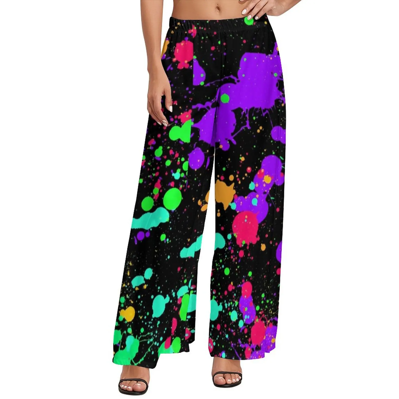 Colorful Neon Paint Pants Female Pretty Splatter Print Streetwear ...