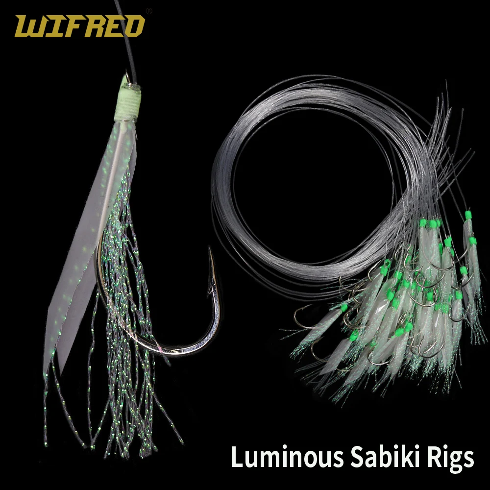 Wifreo 50pcs 6# -28# Flash Fish Skin Sabiki Rigs Sabiki Soft Fishing ...