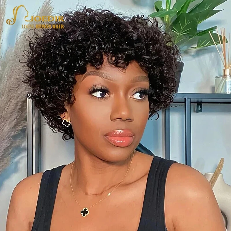 Joedir-Natural-Brown-Afro-Kinky-Curly-Bob-Perucas-de-Cabelo-Humano-para ...