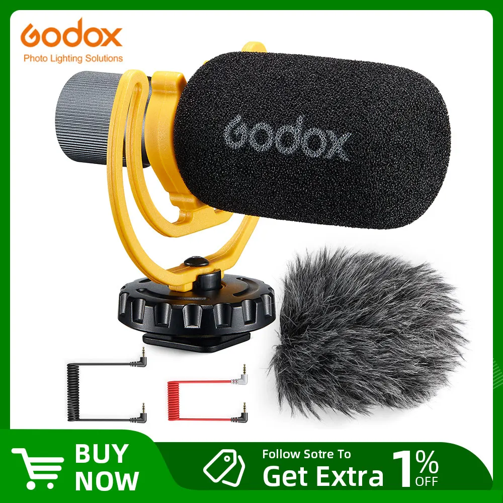 Godox VS-Mic Compact Shotgun Microphone 3.5mm MIC for iPhone Android ...