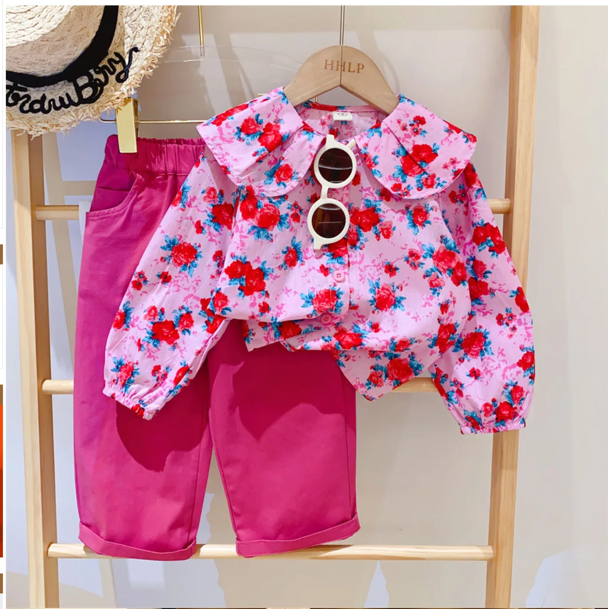 Girls-Spring-Autumn-Clothes-Suit-2023-Children-s-Doll-Collar-Rose-Long ...