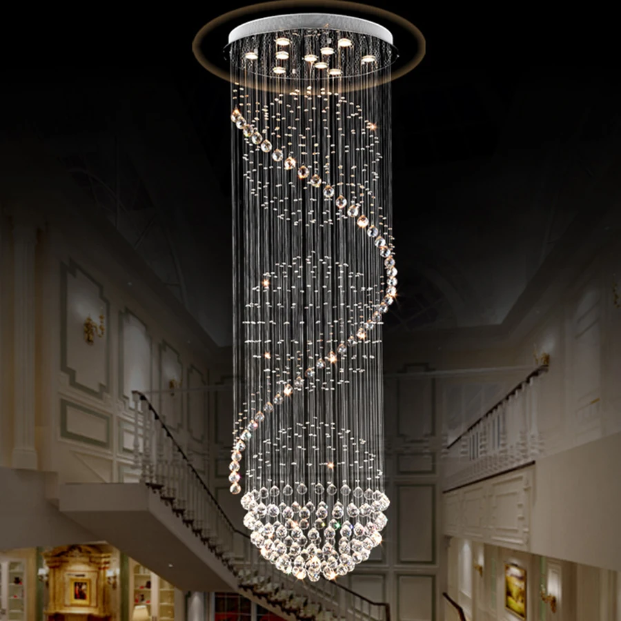 Crystal Chandelier Modern Spectacular LED Spiral Ball Raindrop K9 ...