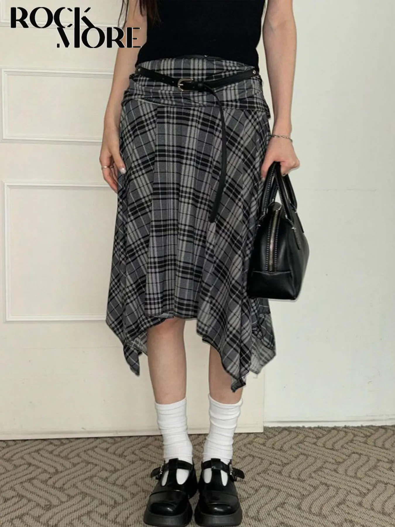 Rockmore-Chic-Retro-Streetwear-Irregular-Design-Plaid-Print-Skirts ...