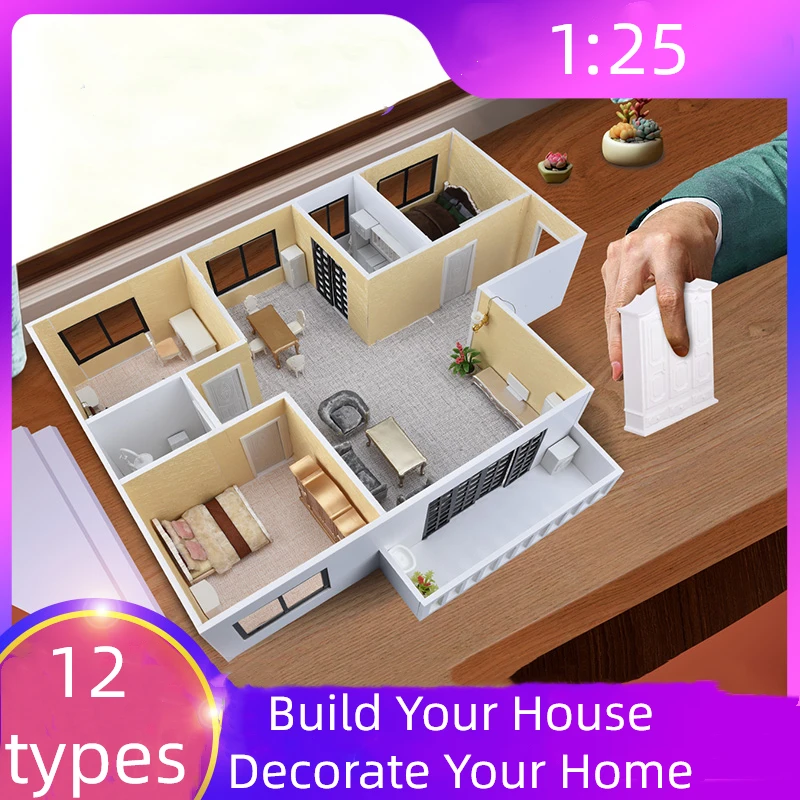 1:25 Miniature House Building kits Dollhouse Furniture Model Toy ...