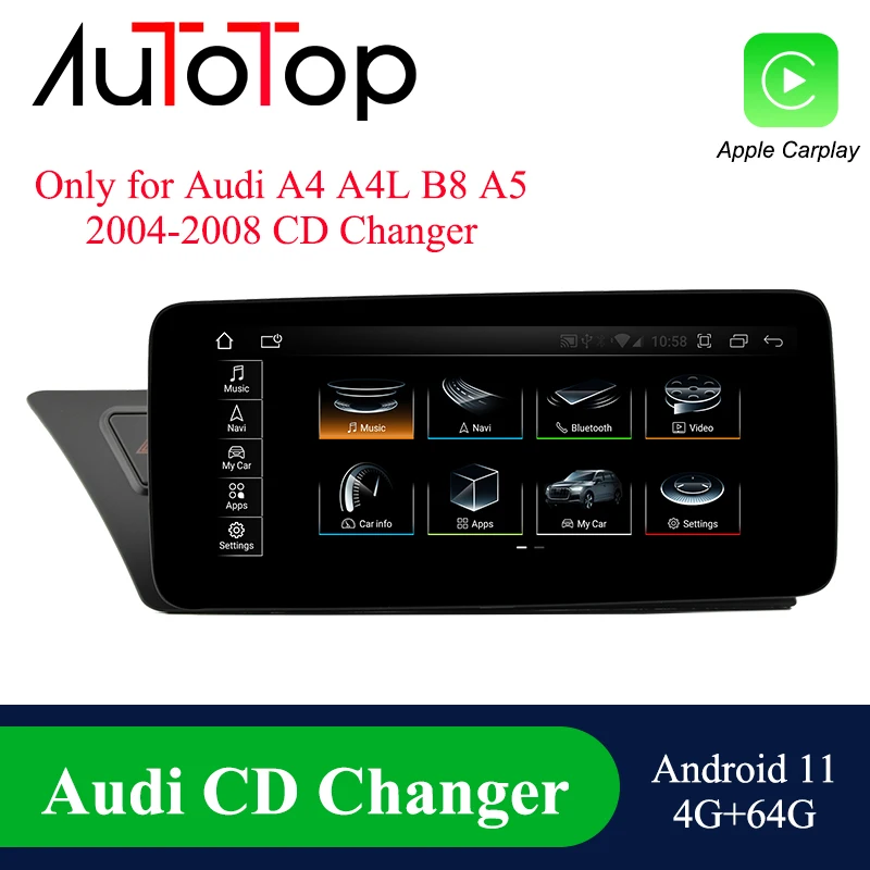 AUTOTOP 8 Core Android 11 System Car Multimedia Stereo For Audi A4 A4L ...
