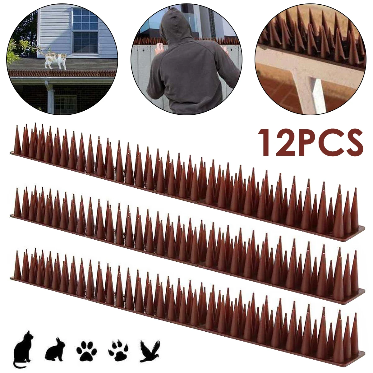 12Pcs-Plastic-Fence-Wall-Spike-Bird-Deterrent-Burglar-Garden-Security ...