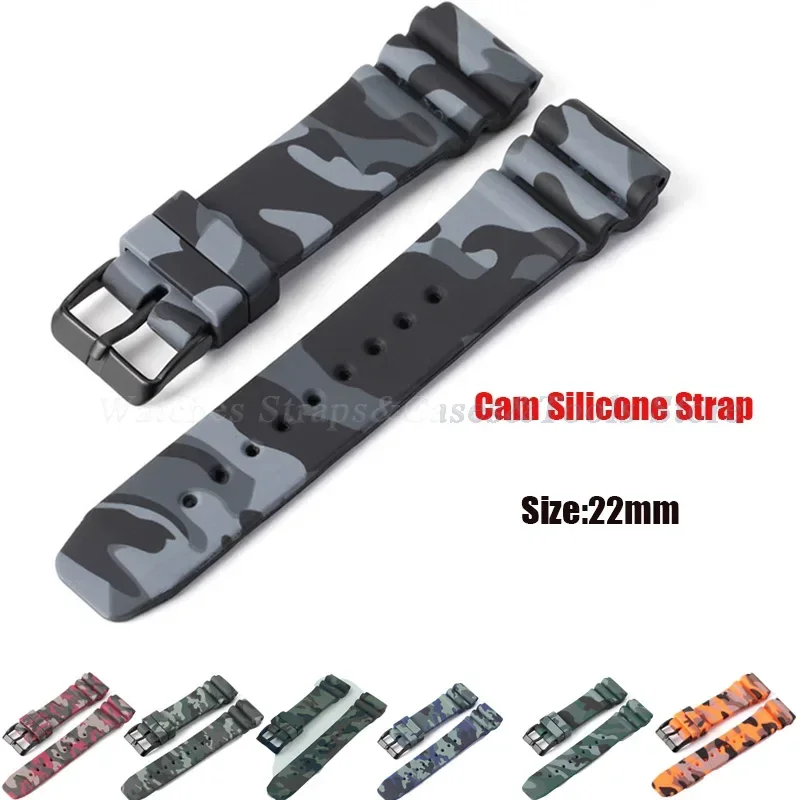 High-Quality-Soft-Silicone-Rubber-Watch-Band-22mm-Waterproof-Camouflage ...