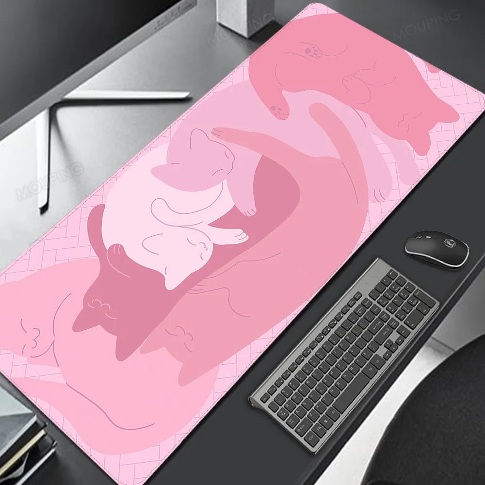 Pink Cats Deskmat, Laptop Mouse Pad Cute Kawaii Anime XXL Extended ...