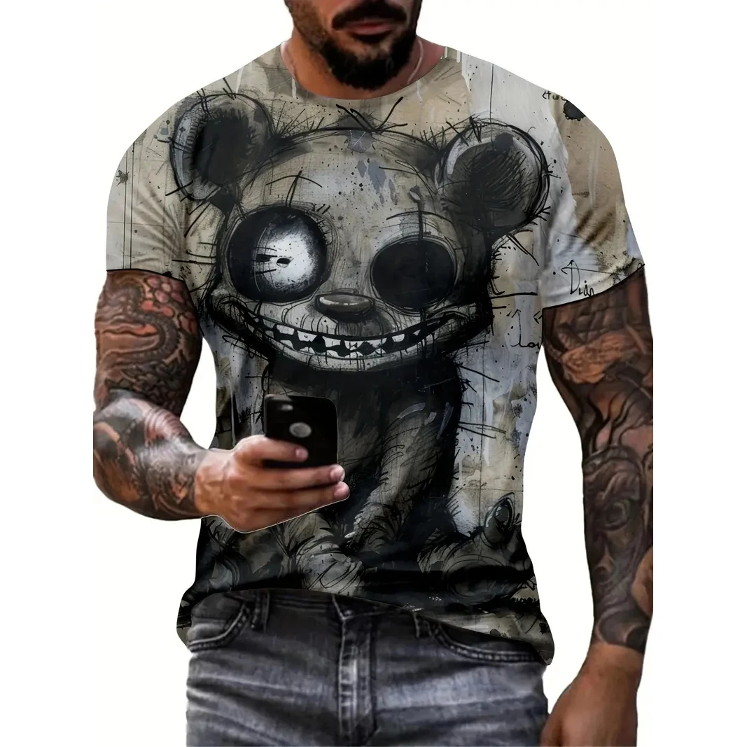 Heren-T-Shirt-Zomer-Casual-Korte-Mouw-Cartoon-Print-Grappige-Dieren-T ...