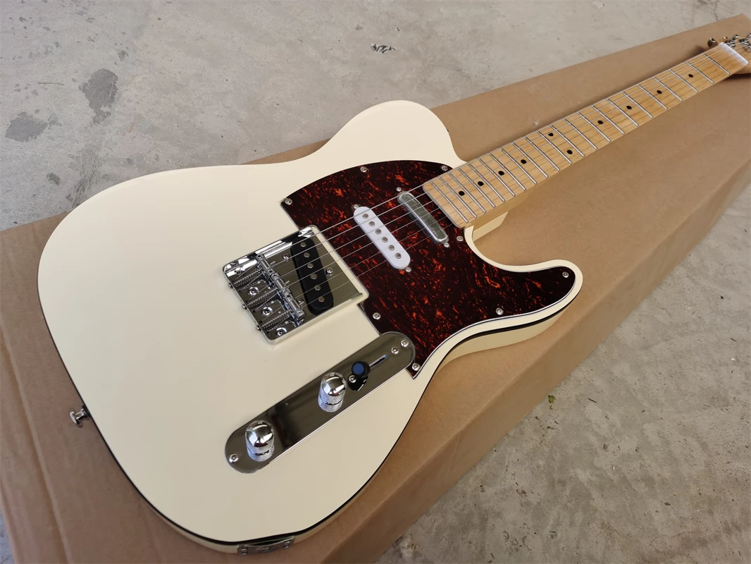 Factory custom 6-string cream white electric guitar, red turtle shell ...