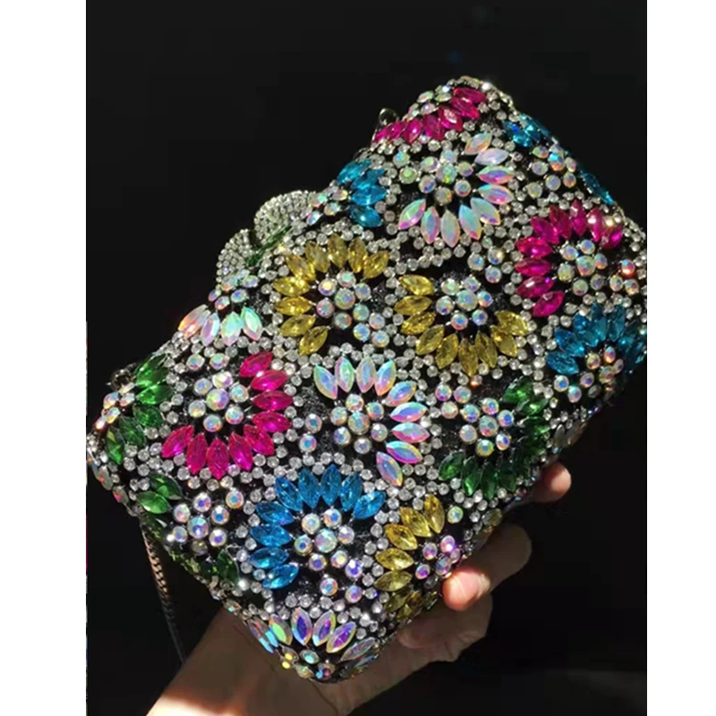 XIYUAN-Women-Multicolored-Flower-Formal-Dinner-Crystal-Wedding-Purse ...