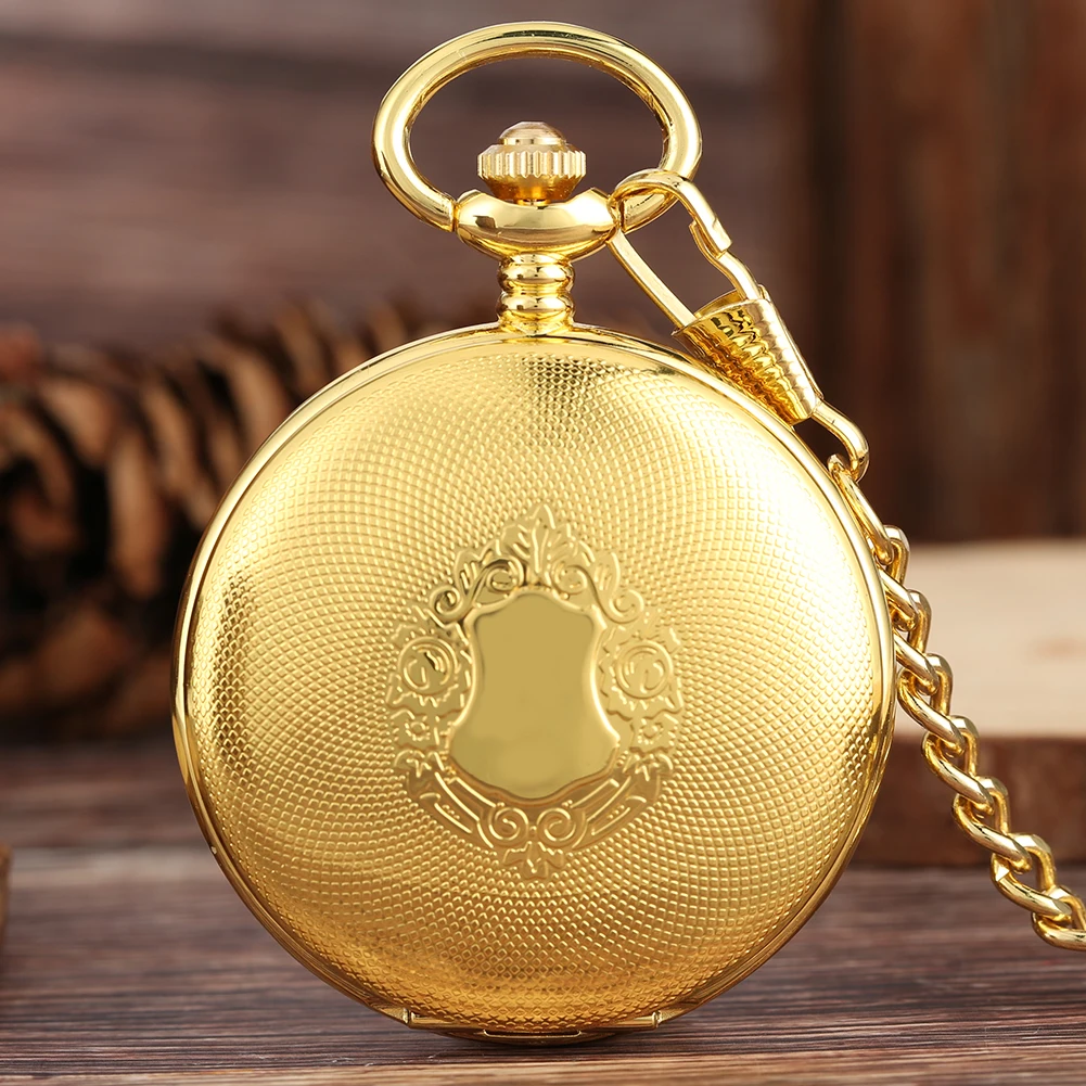 Luxury Gold Shlied Royal Pattern Mehcnaical Automatic Pocket Watch With ...