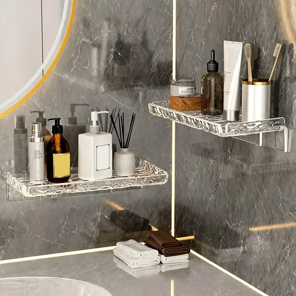 Bathroom Storage Rack Clear Acrylic Ripple Design Bathroom Shelf Space ...