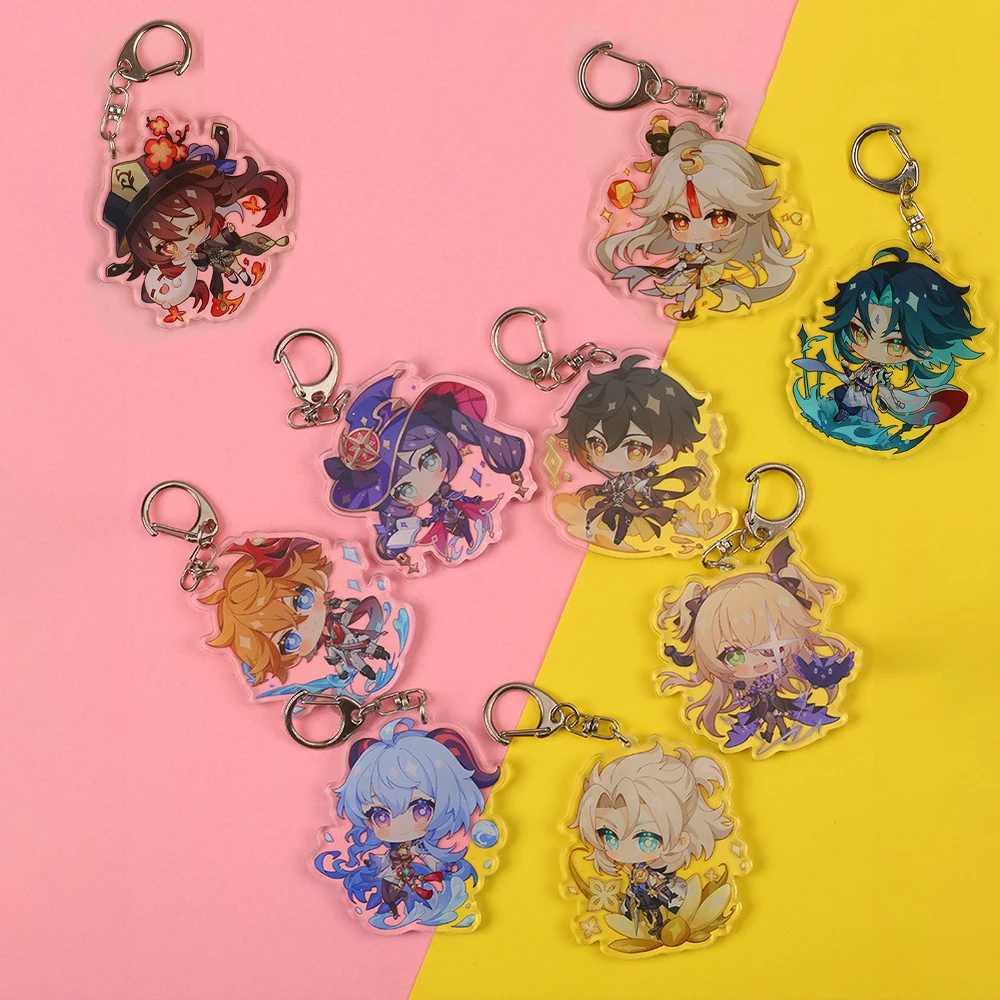 Anime Keychain Genshin Impact Venti Paimon Zhongli Yelan Klee High ...
