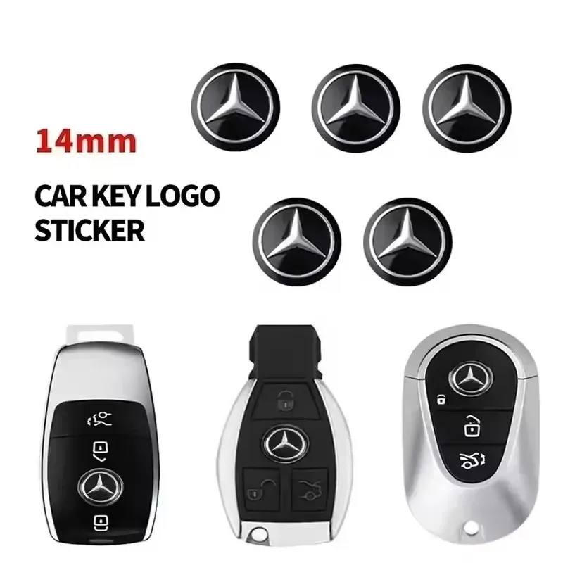 2/5pcs 14mm Car Key Emblem Logo Sticker For Mercedes Benz AMG E C A B ...