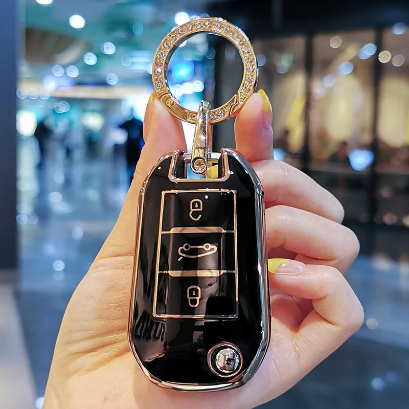 Soft TPU Flip Folding Key Fob Cover For Peugeot 208 2008 301 308 3008 ...