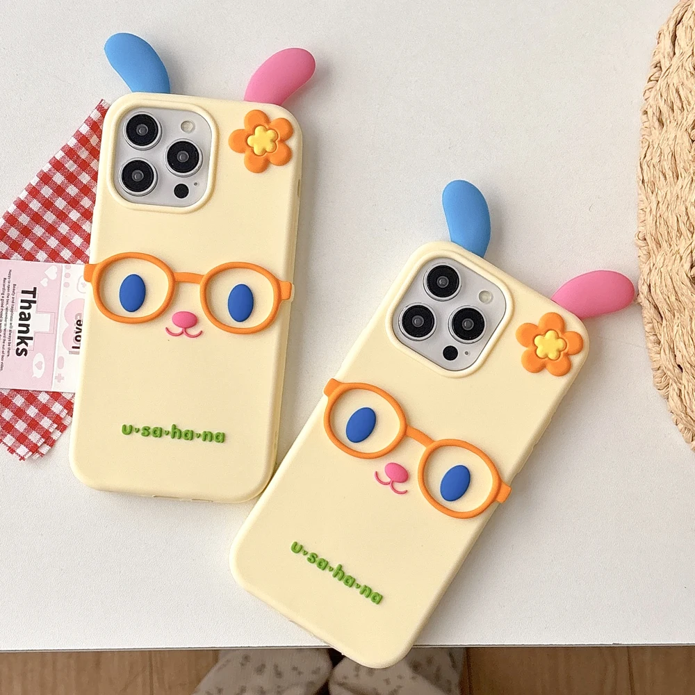 3D Cute Cartoon Colorful Rabbit Soft Silicone Phone Case Shockproof ...
