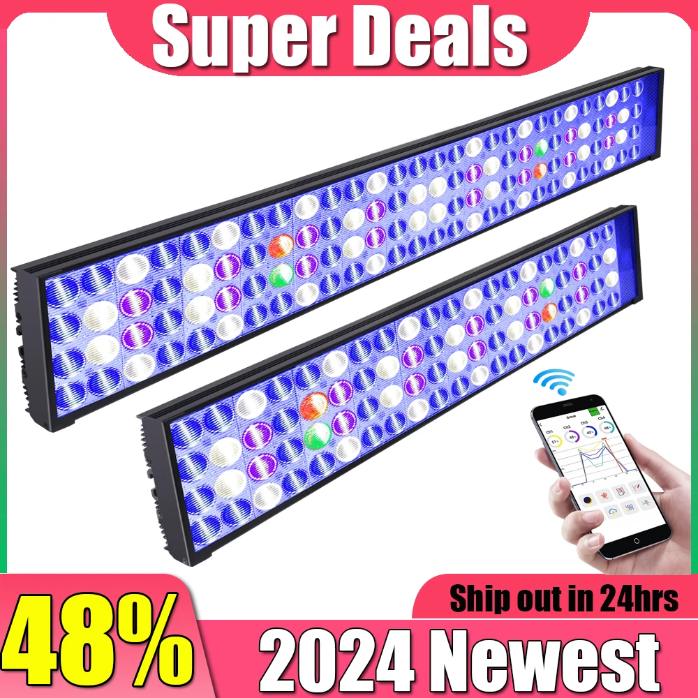 NEW-PopBloom-WiFi-Led-Aquarium-Light-Full-Spectrum-Marine-Aquarium-Lamp ...
