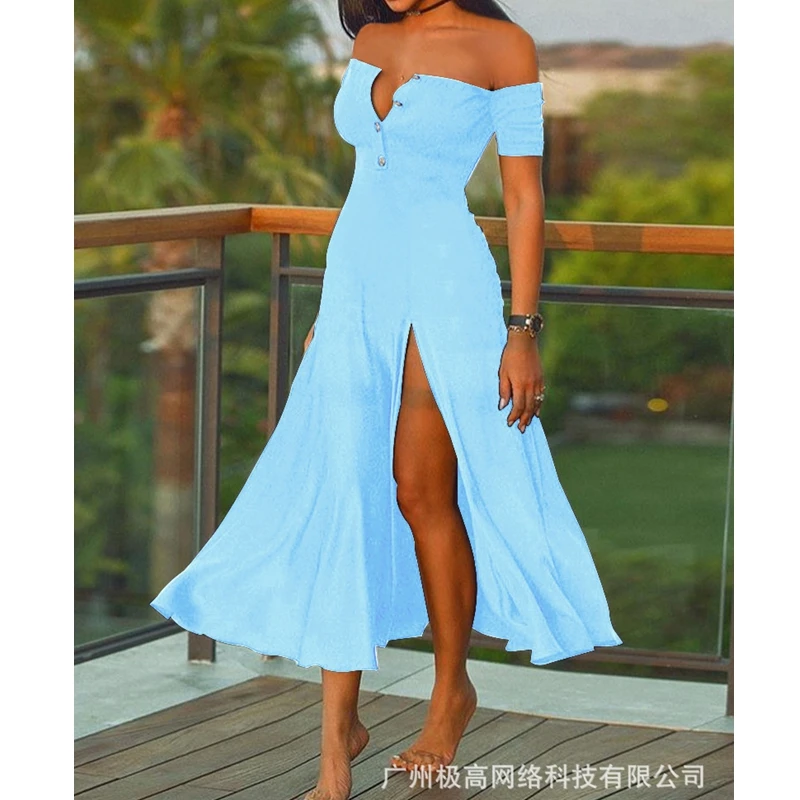 Women-s-Dress-Sexy-Slim-High-Waist-Slit-Dress-Women-s-Fashion-Short ...