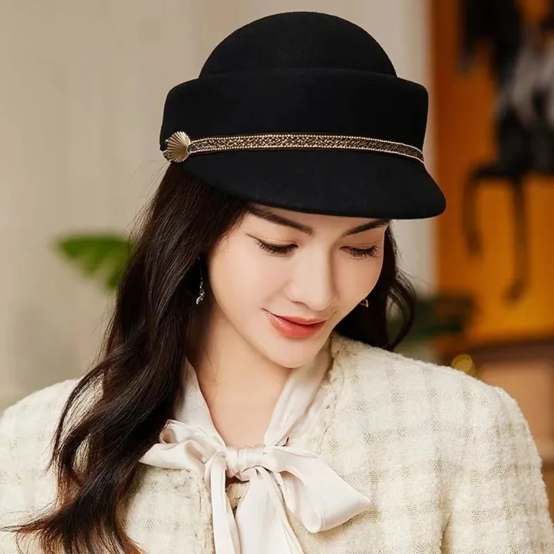 Chap-u-Fedoras-Assim-trico-Feminino-100-Bon-de-Feltro-Boina-Lady-Party ...