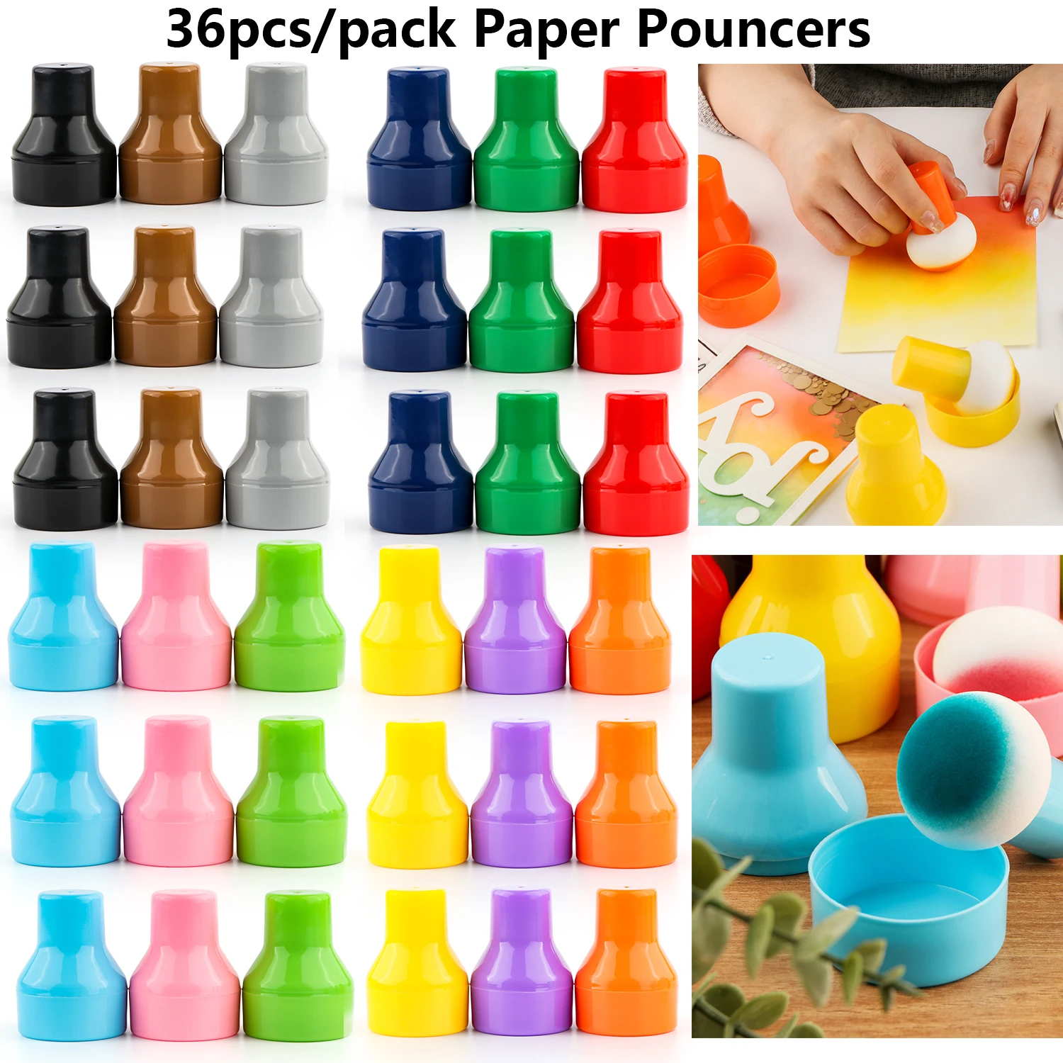 36pcs-set-Rainbow-Paper-Pouncers-Ink-Applicator-With-Case-For-Easily ...