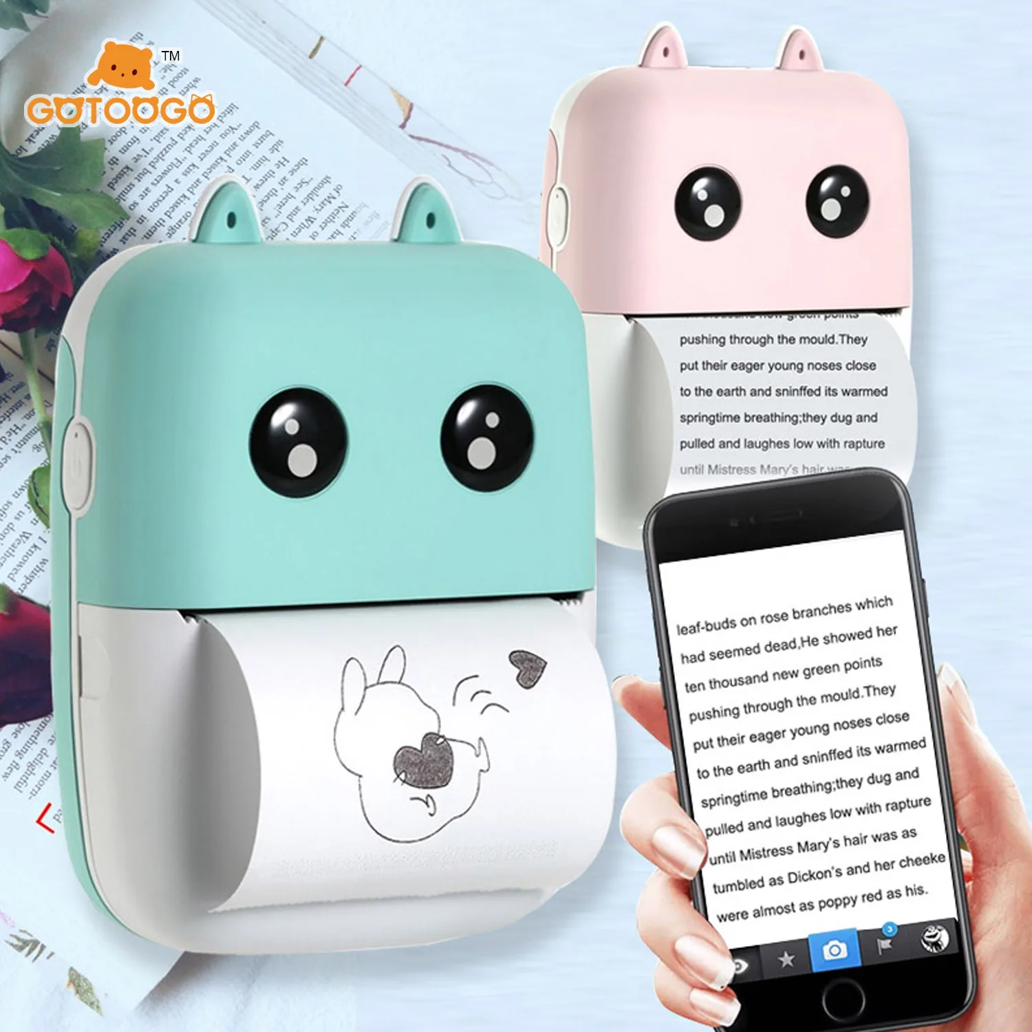 Mini Pocket Thermal Printer Wireless Bt With 1 Roll Paper For Photo ...