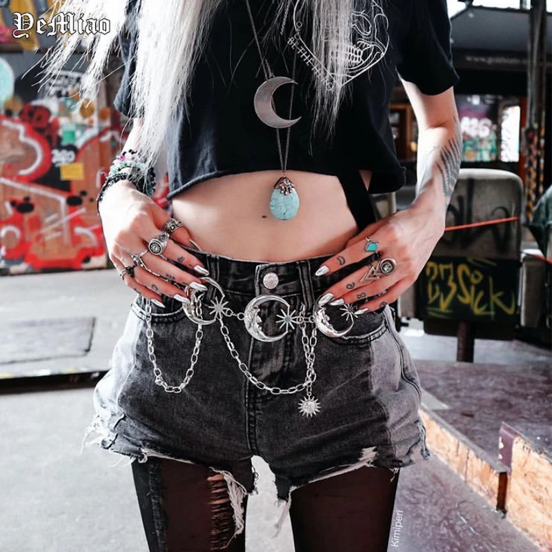 Cinturón Punk Vintage para mujer, corsé de cadena de Metal de marca de ...